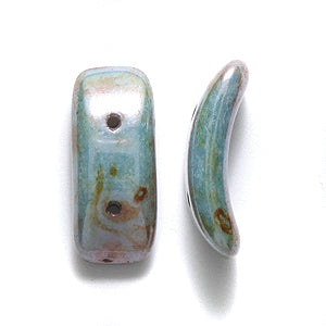 73HM214-83R: CZ Bow 2Hole Green Picasso Off White 3.5x15mm-20PC ...