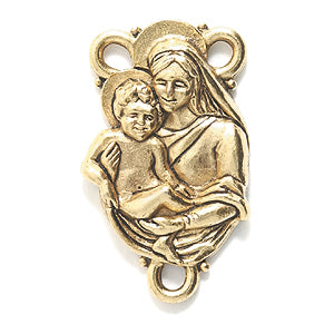 PW5604-AG: Rosary Center Madonna W/Child Ant G 23mm-1PC – Shipwreck Beads