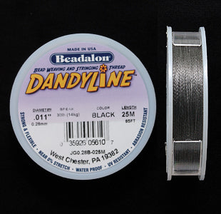59TN109: Dandyline Thread .28mm Black 25 Meter Spool – Shipwreck Beads