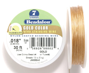 18FI298-G3: Beadalon Gold .018 7-strand 30 Feet Spool 1 Spool ...