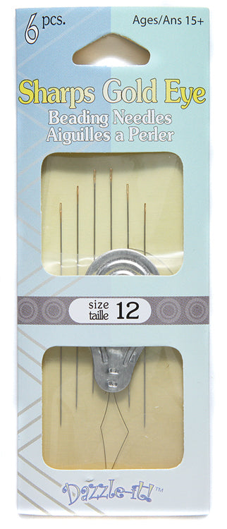 3FI281-12: Needle Sharp Gold Eye #12 With Threader 6 Piece - Package ...