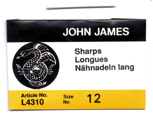 FI280-12: Needle John James Short Sharp #12 L4310-12 25PC – Shipwreck Beads