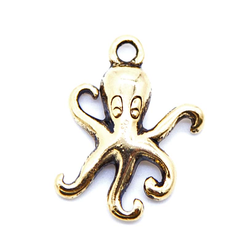 PW3396-AG: Octopus Charm 15x20 Ant Gold – Shipwreck Beads