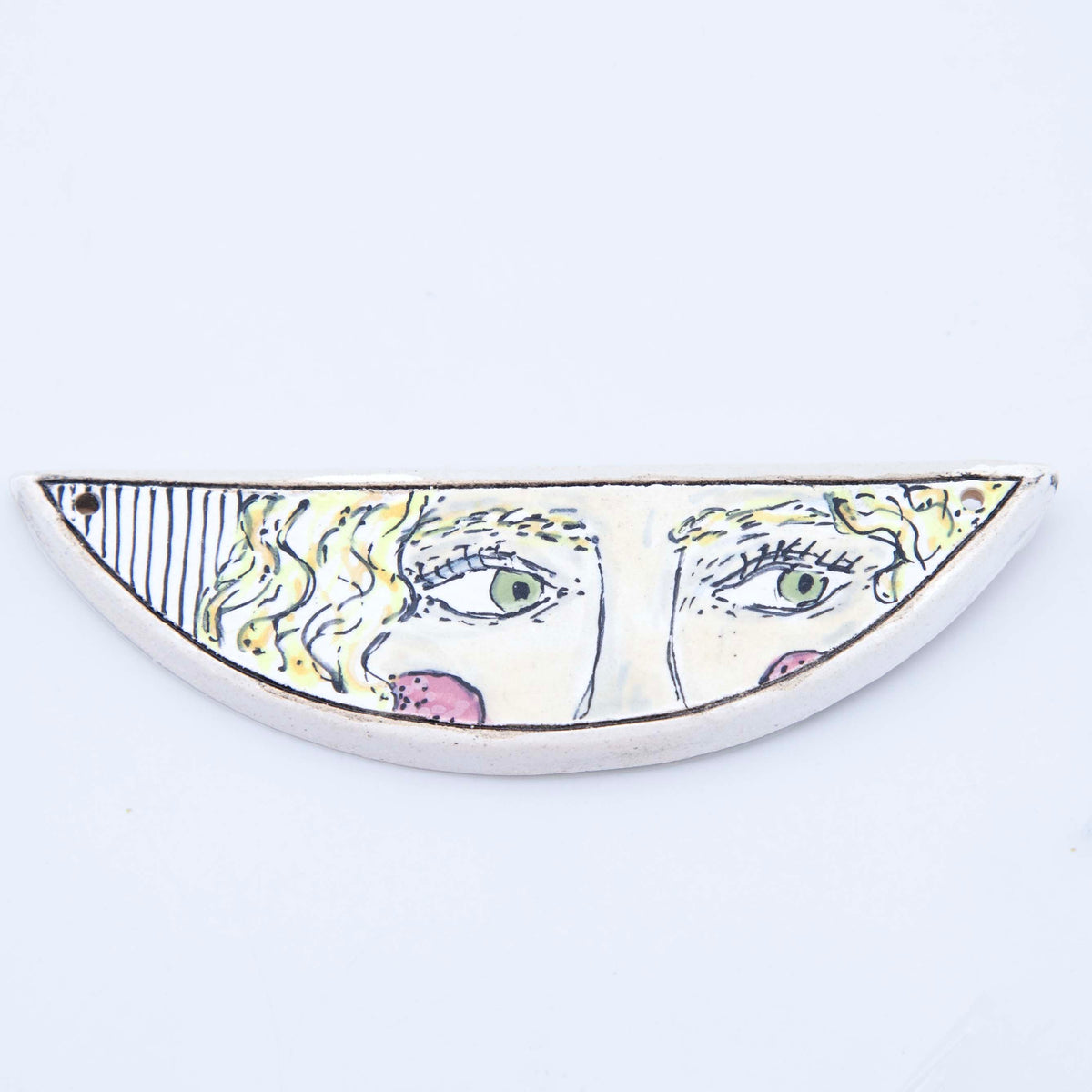CI4003-FPD: Ceramic Pendant Face Design Half Moon 26x86mm – Shipwreck Beads