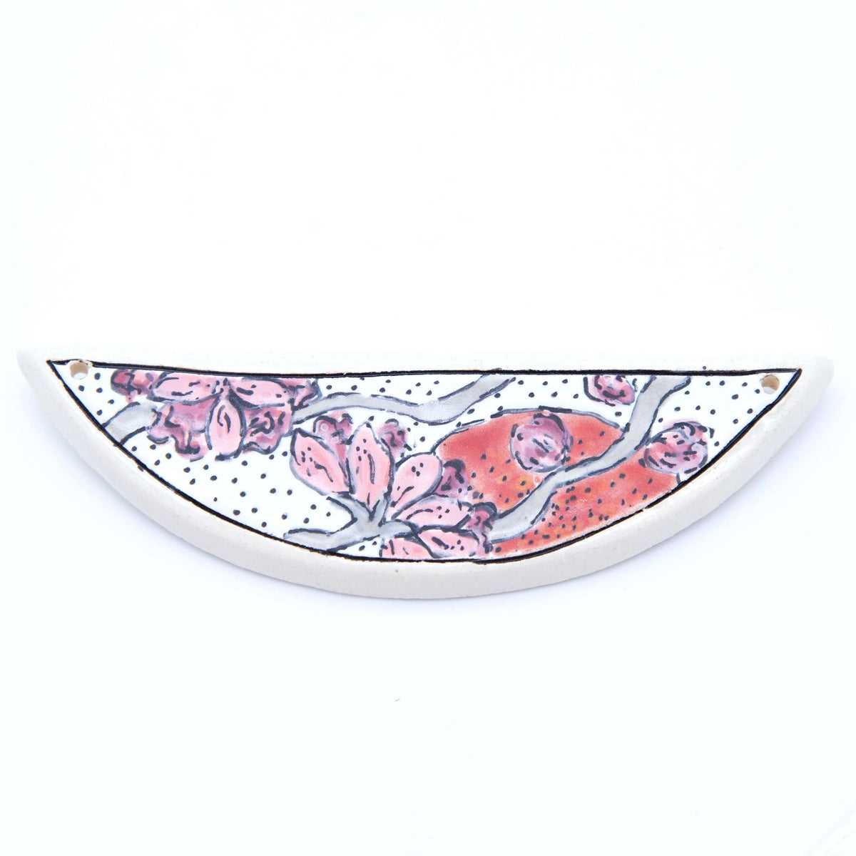 CI4023-FLPB: Cherry Blossom Pendant Half Moon 26x86mm – Shipwreck Beads